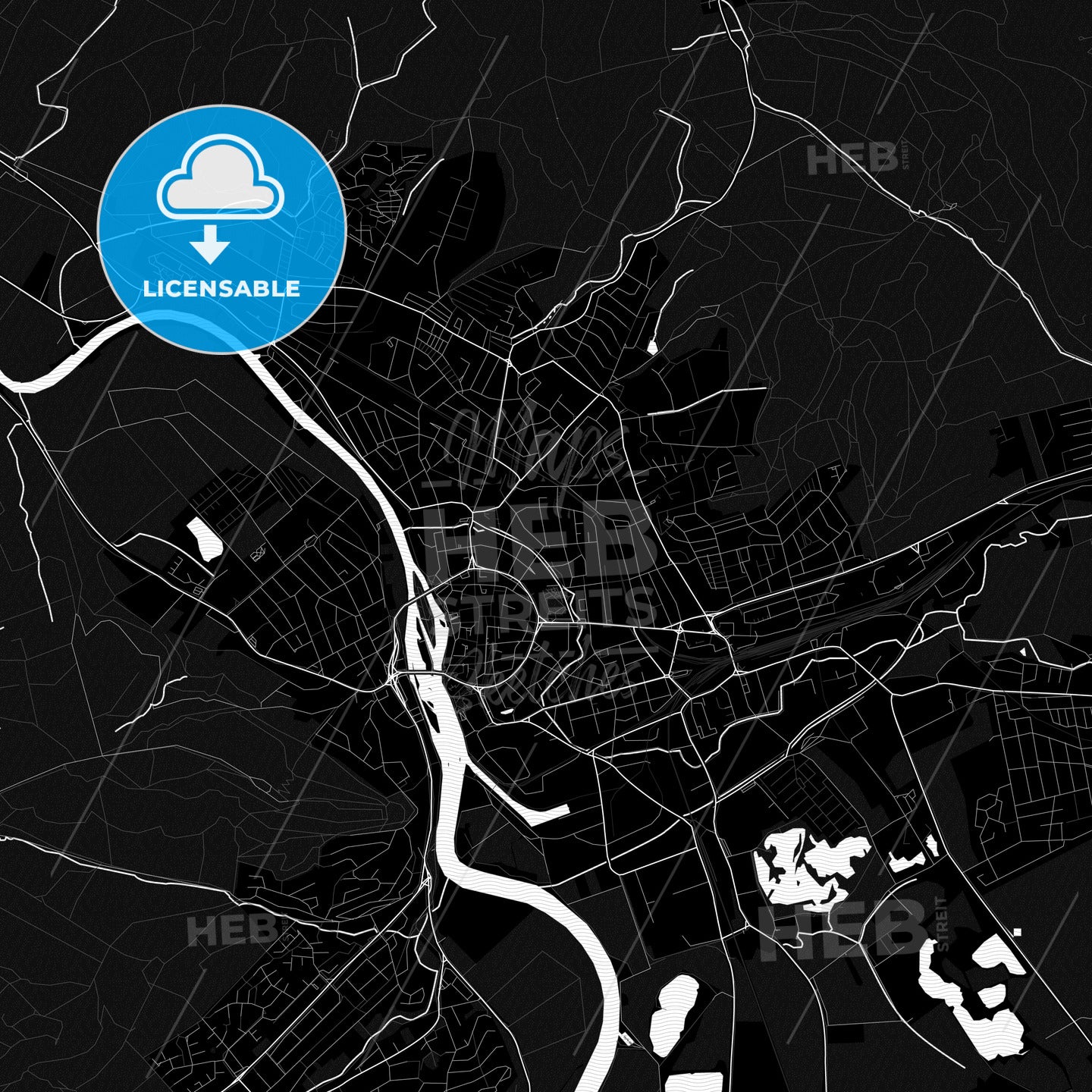 Hameln, Germany Pdf Vector Map Black And White – HEBSTREITS