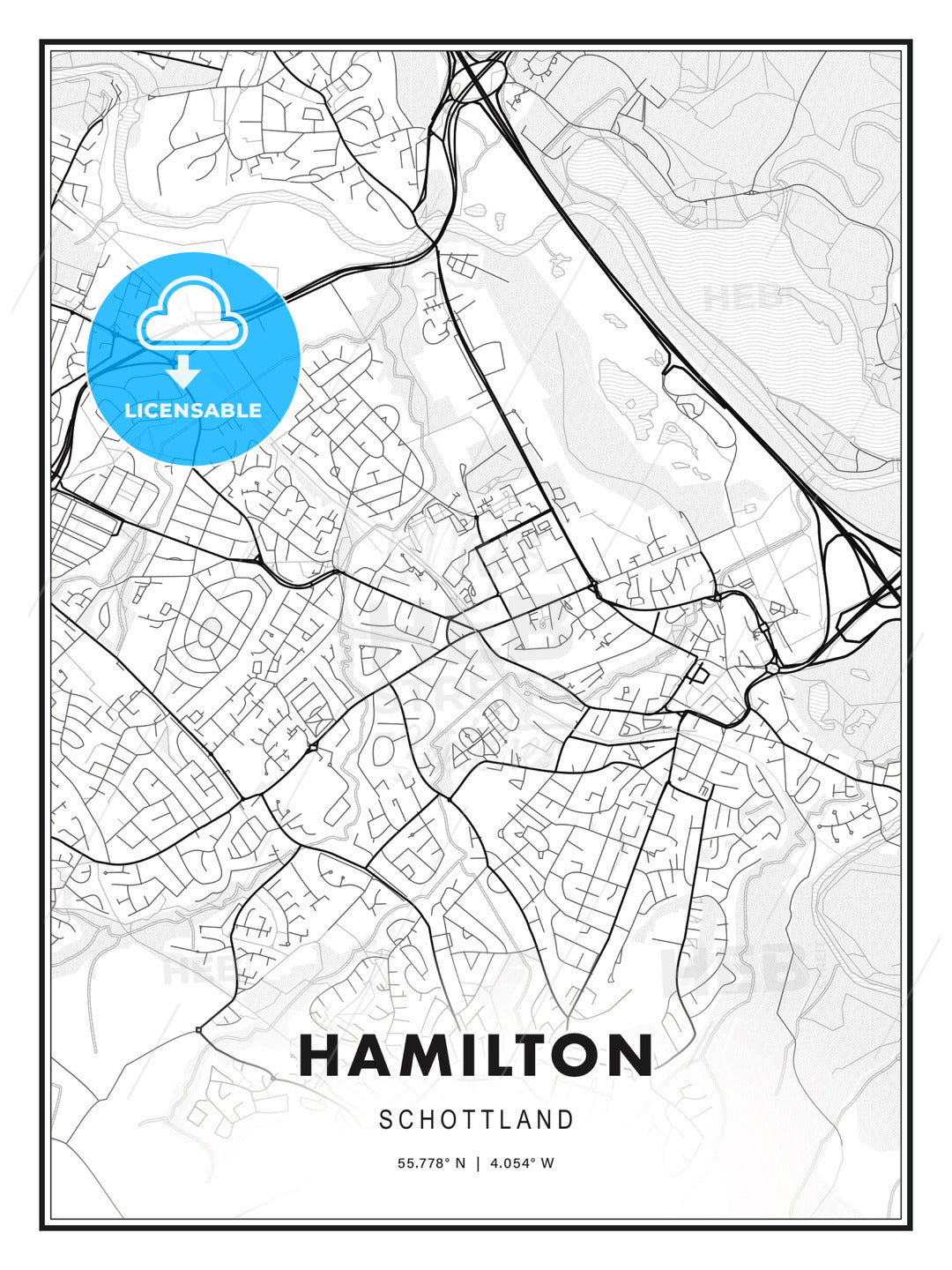 Hamilton, Scotland, Modern Map Print Template in Various Formats ...