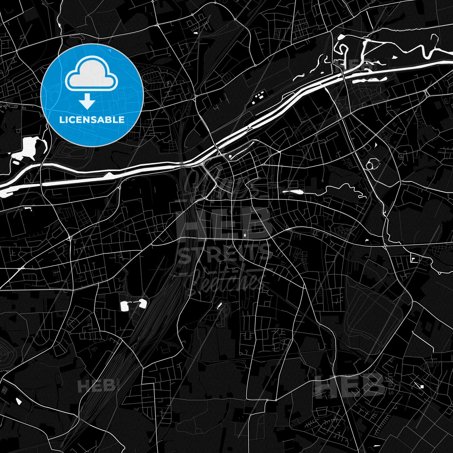 Hamm, Germany Pdf Vector Map Black And White – HEBSTREITS