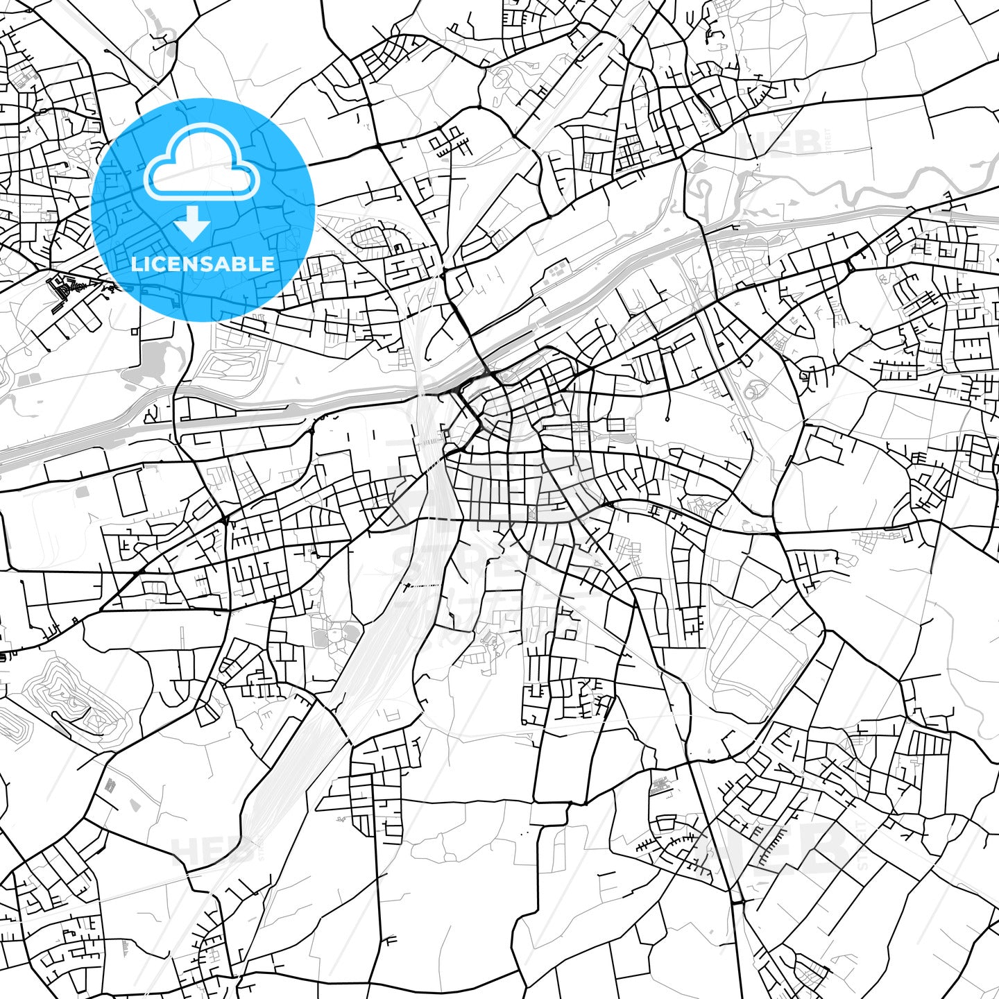 Hamm, Germany, Vector Map - Light – HEBSTREITS