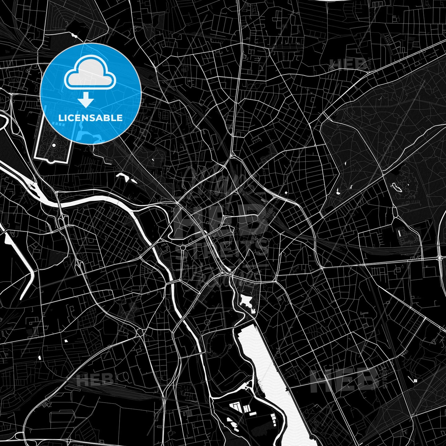 Hannover, Germany Pdf Vector Map Black And White – HEBSTREITS