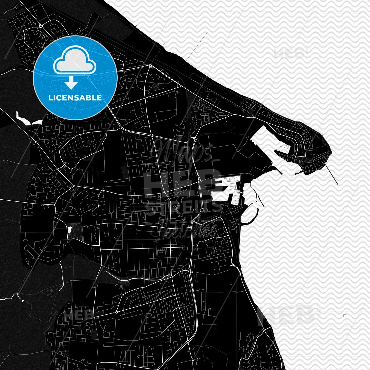 Hartlepool, England Pdf Vector Map Black And White – HEBSTREITS