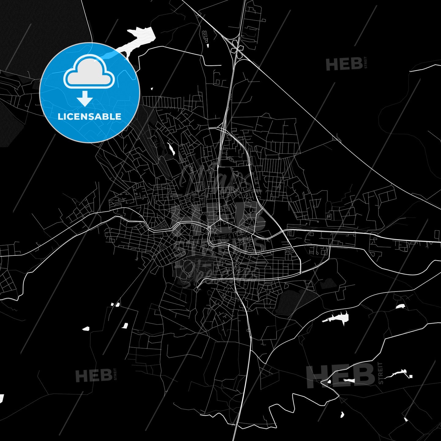 Haskovo, Bulgaria Pdf Vector Map Black And White – HEBSTREITS