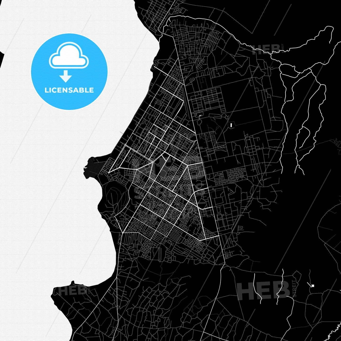 Hawassa, Ethiopia Pdf Vector Map Black And White – HEBSTREITS