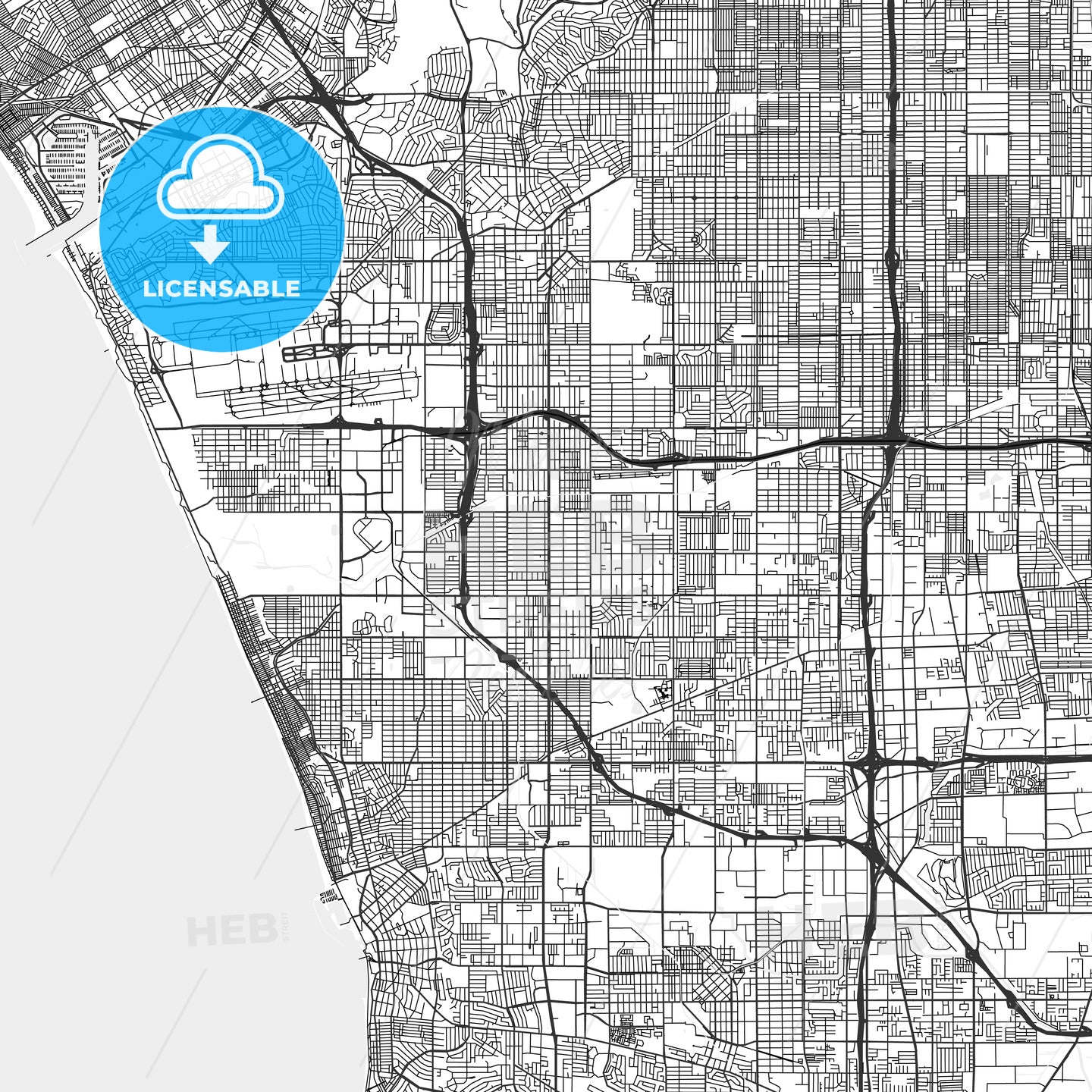 Hawthorne, California - Area Map - Light – HEBSTREITS
