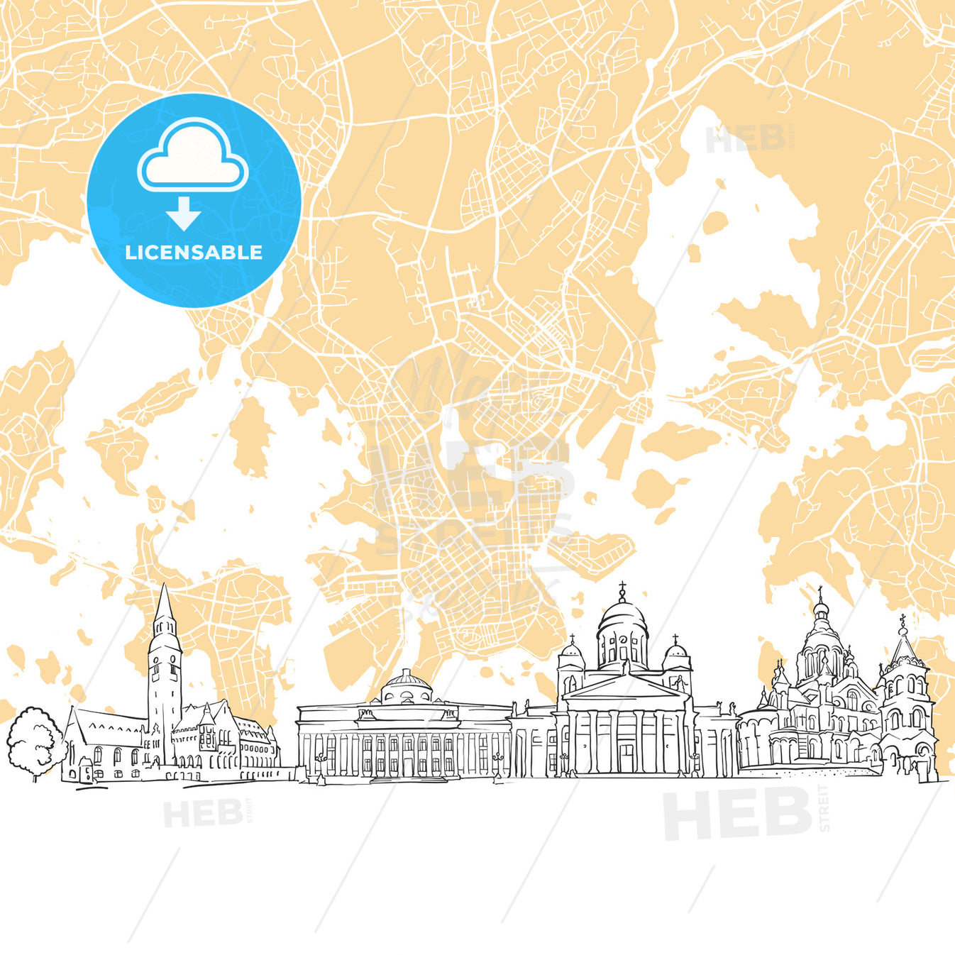 Helsinki Finland Skyline Map – HEBSTREITS