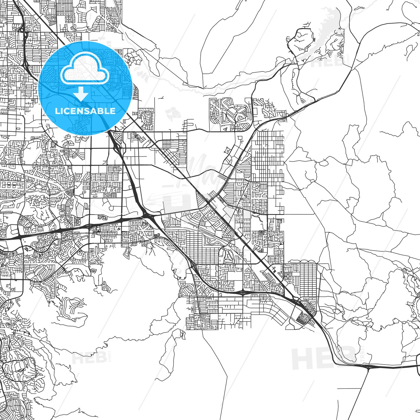 Henderson, Nevada - Area Map - Light – HEBSTREITS