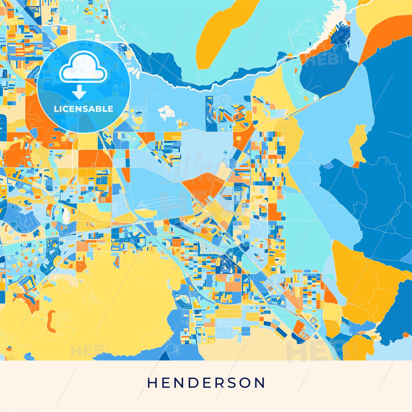Henderson Colorful Map Poster Template – HEBSTREITS