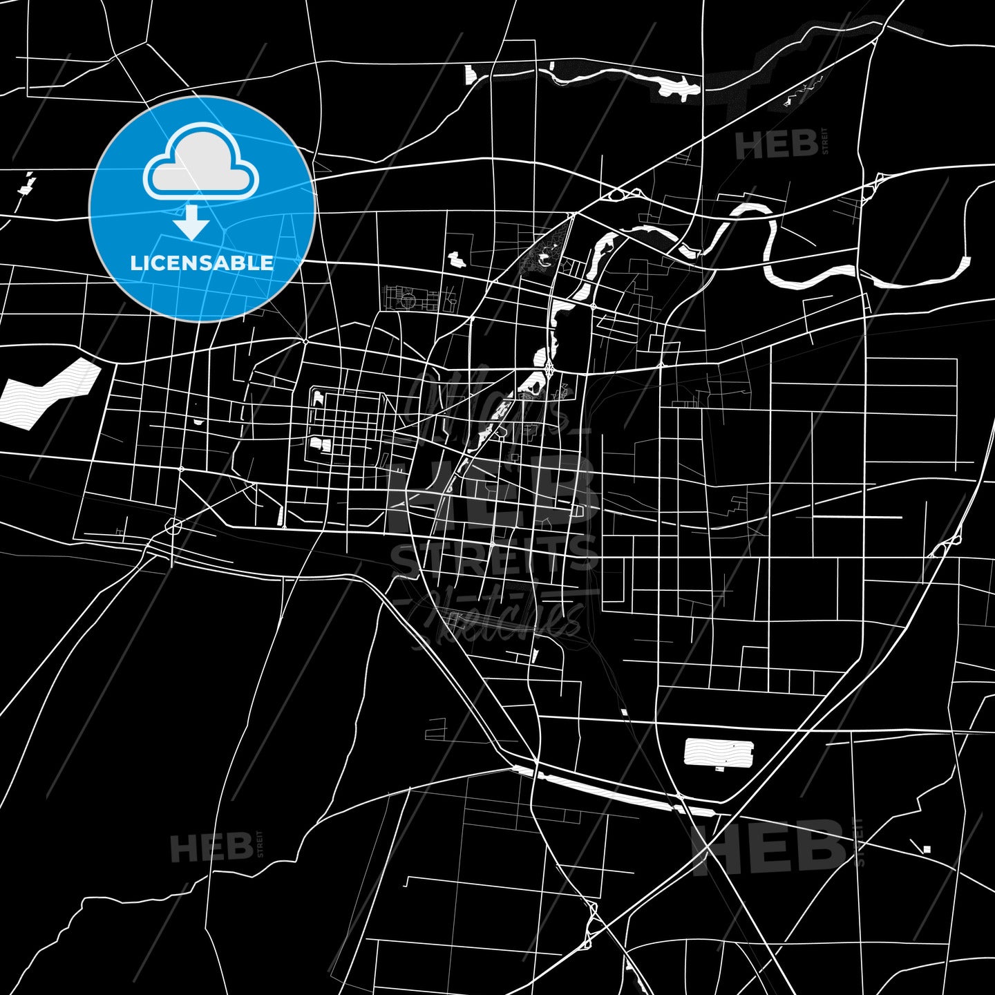 Heze, China Pdf Vector Map Black And White – HEBSTREITS