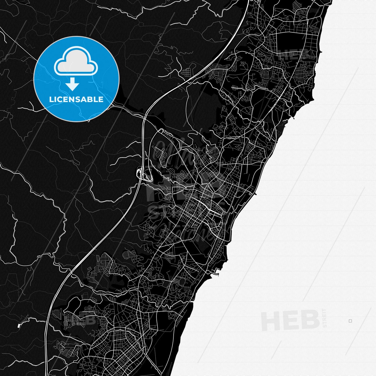 Hitachi, Japan Pdf Vector Map Black And White – HEBSTREITS