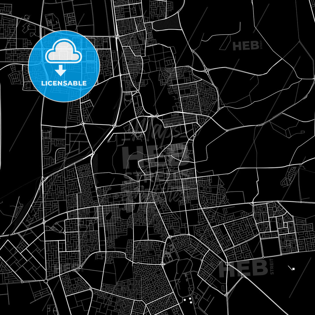 Hofuf, Saudi Arabia Pdf Vector Map Black And White – HEBSTREITS