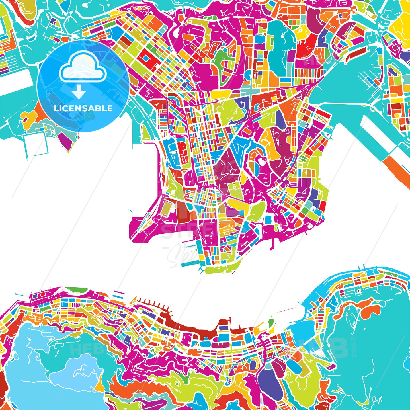 Hong Kong Colorful Map – HEBSTREITS