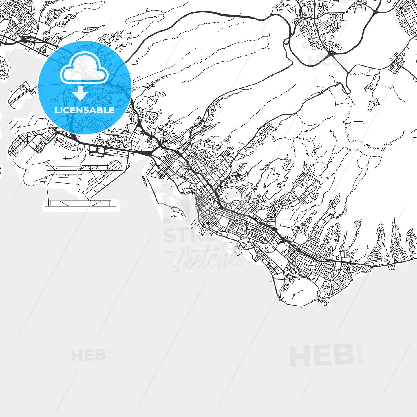 Honolulu, Hawaii - Area Map - Light – HEBSTREITS