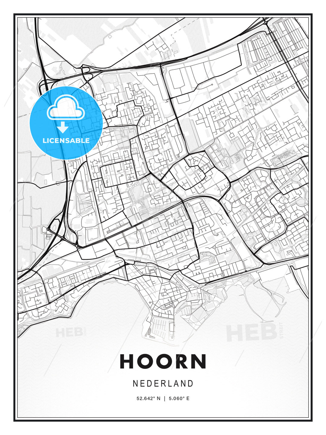Hoorn, Netherlands, Modern Map Print Template in Various Formats ...