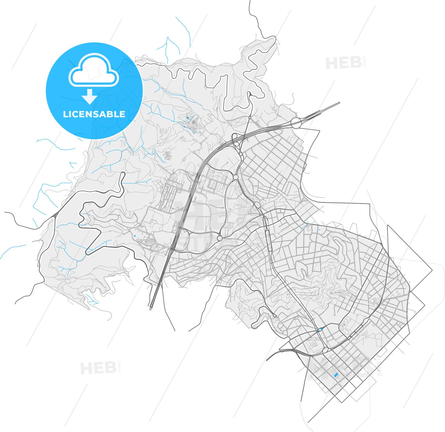 Horta-Guinardó, Barcelona, Spain, High Resolution Vector Map - Instant ...