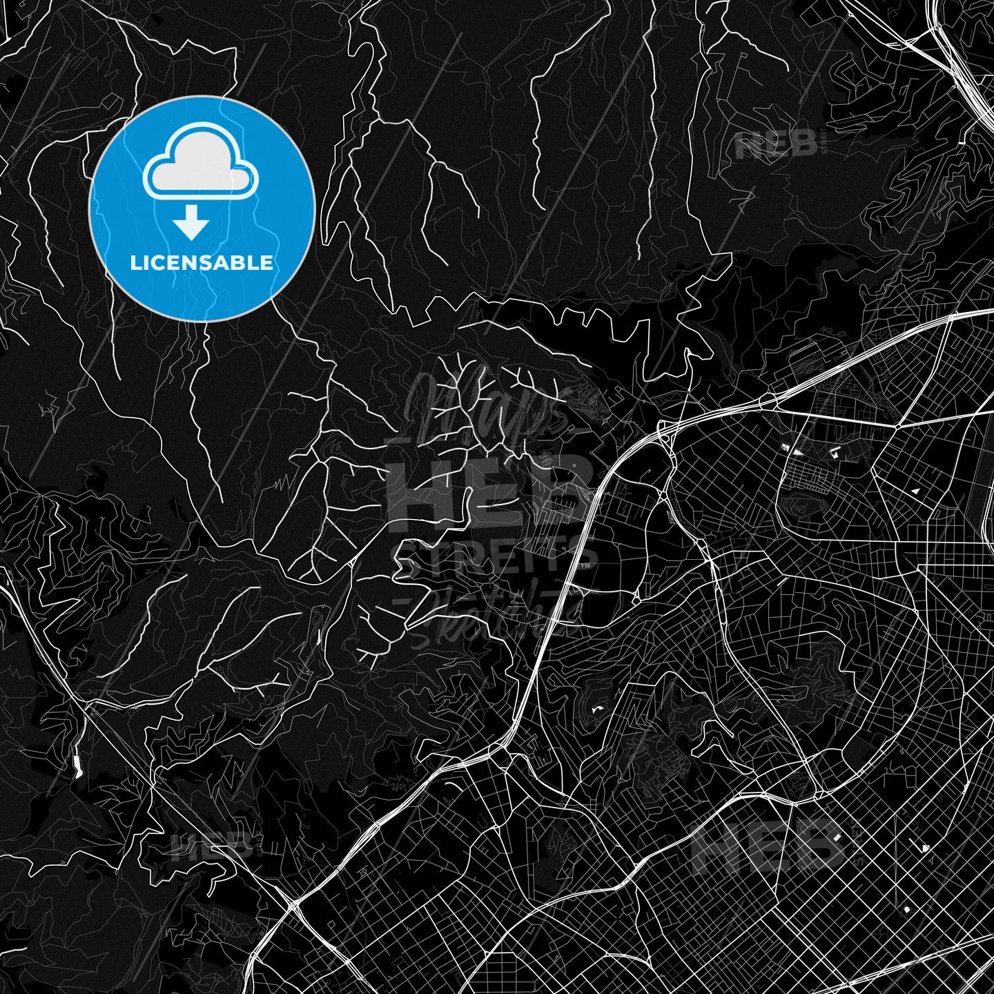 Horta-Guinardó, Spain Pdf Vector Map Black And White – HEBSTREITS