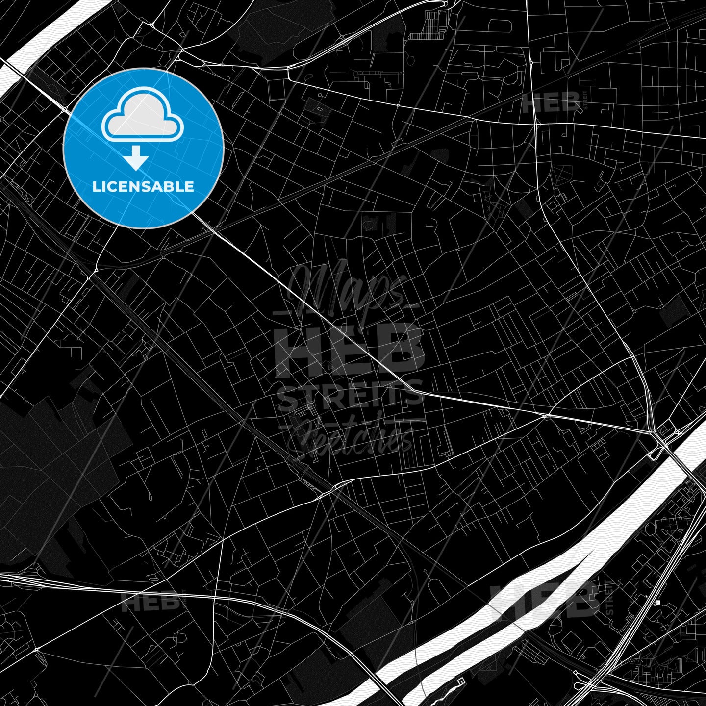 Houilles, France Pdf Vector Map Black And White – HEBSTREITS
