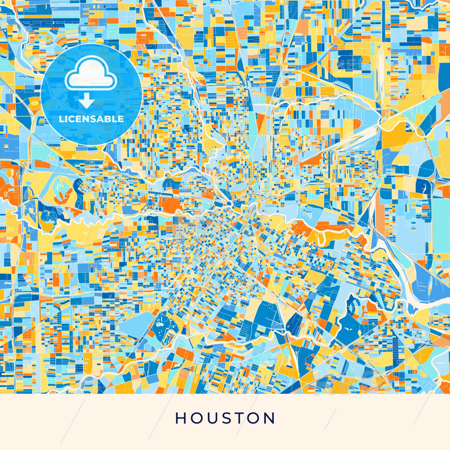 Houston Colorful Map Poster Template – HEBSTREITS