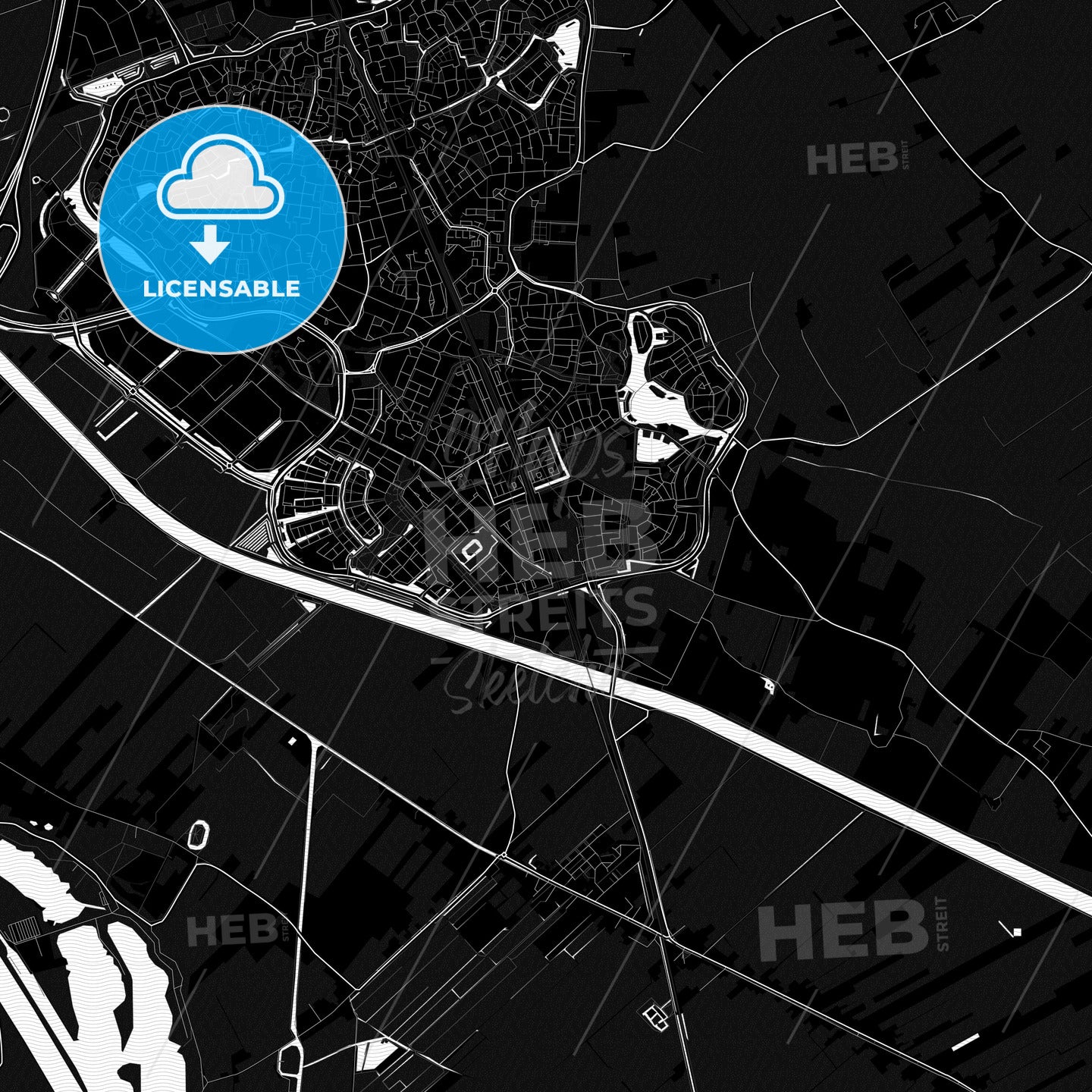 Houten, Netherlands Pdf Vector Map Black And White – HEBSTREITS