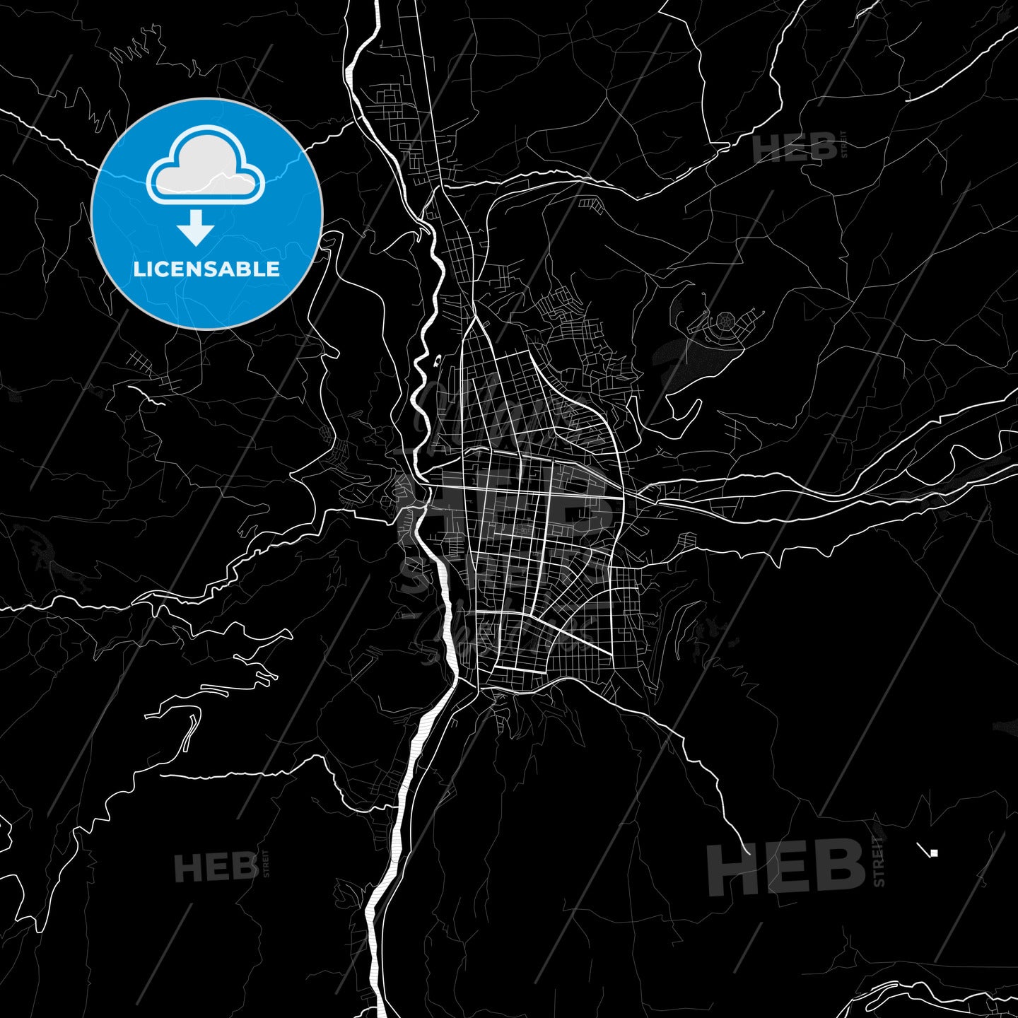 Huaraz, Peru Pdf Vector Map Black And White – HEBSTREITS