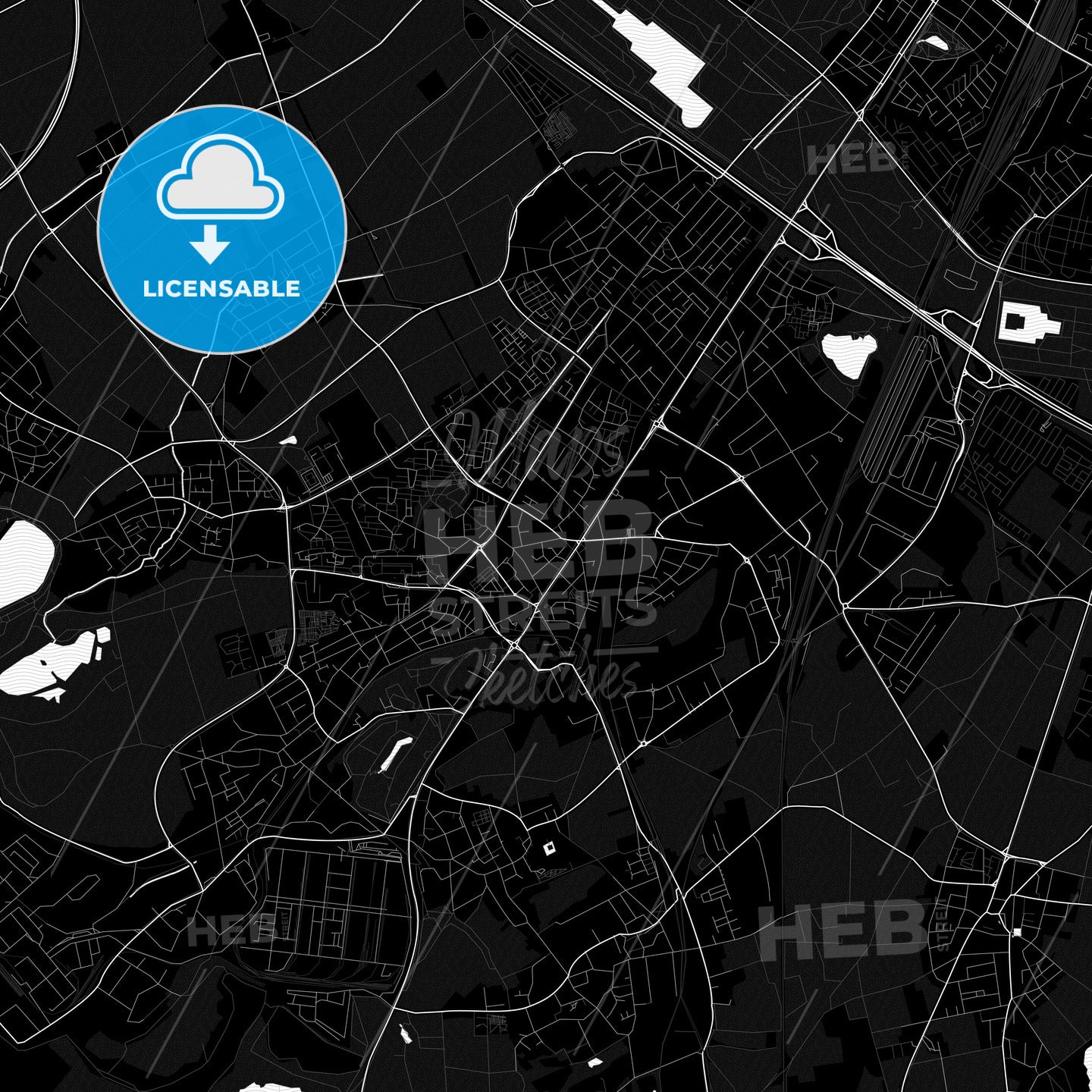 Hurth, Germany Pdf Vector Map Black And White – HEBSTREITS