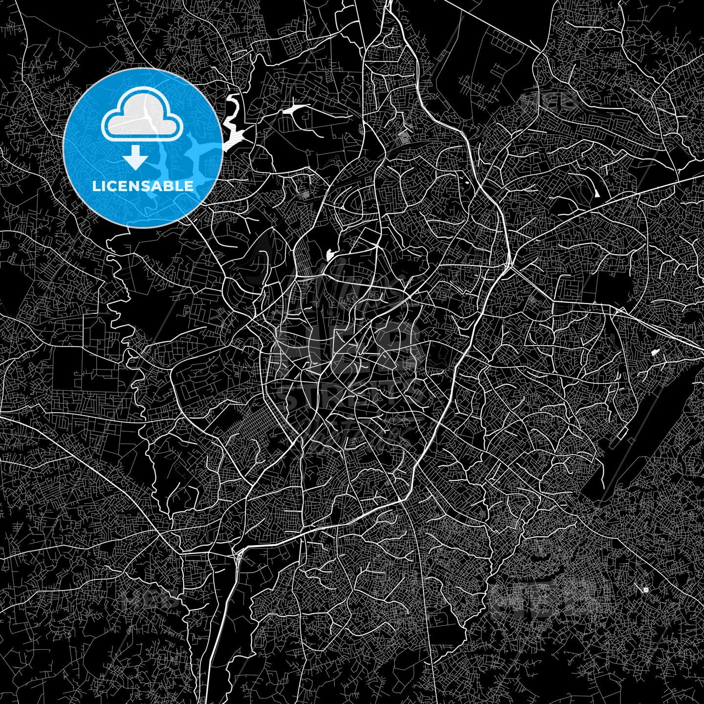 Ibadan, Nigeria Pdf Vector Map Black And White – HEBSTREITS