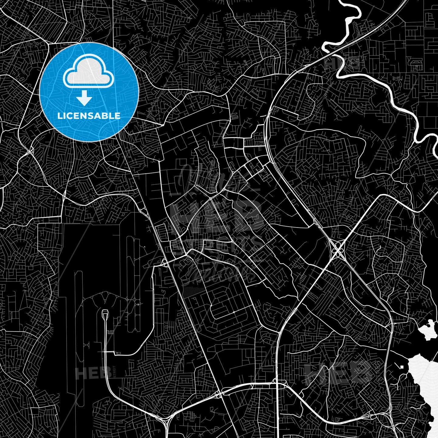 Ikeja, Nigeria Pdf Vector Map Black And White – HEBSTREITS