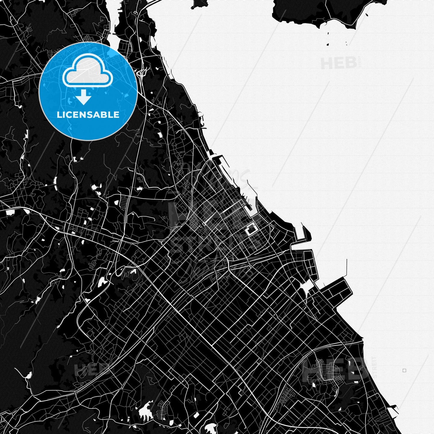 Imabari, Japan Pdf Vector Map Black And White – HEBSTREITS