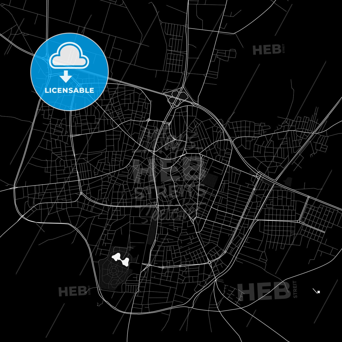İnegöl, Turkey PDF vector map black and white - HEBSTREITS