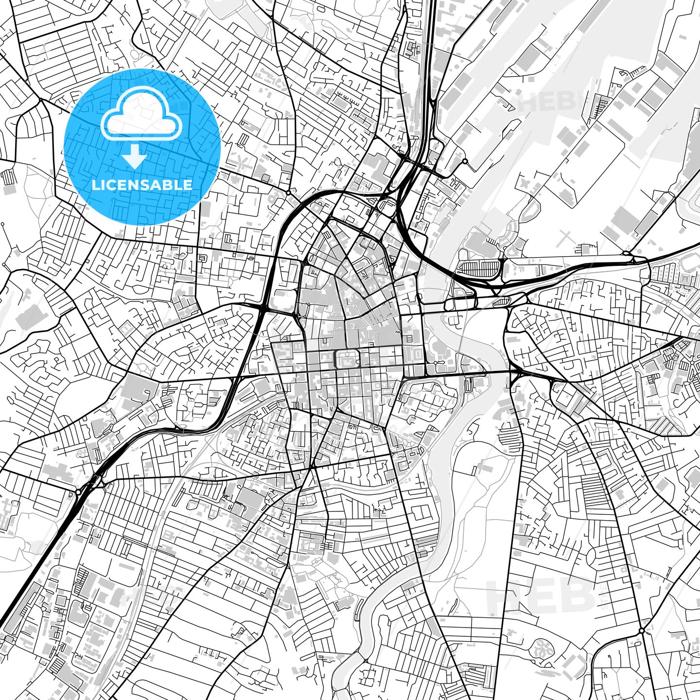 Downtown Map Of Belfast, Light – HEBSTREITS