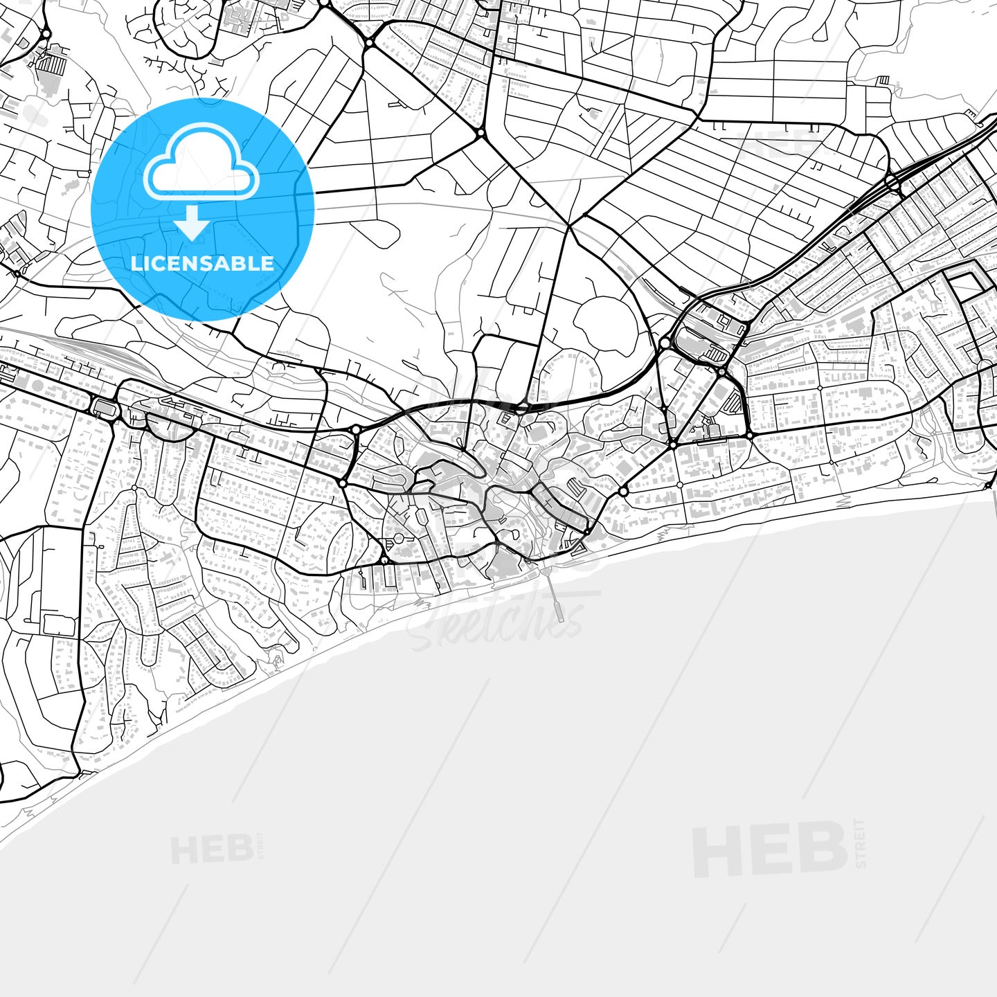 Downtown Map Of Bournemouth, Light – HEBSTREITS
