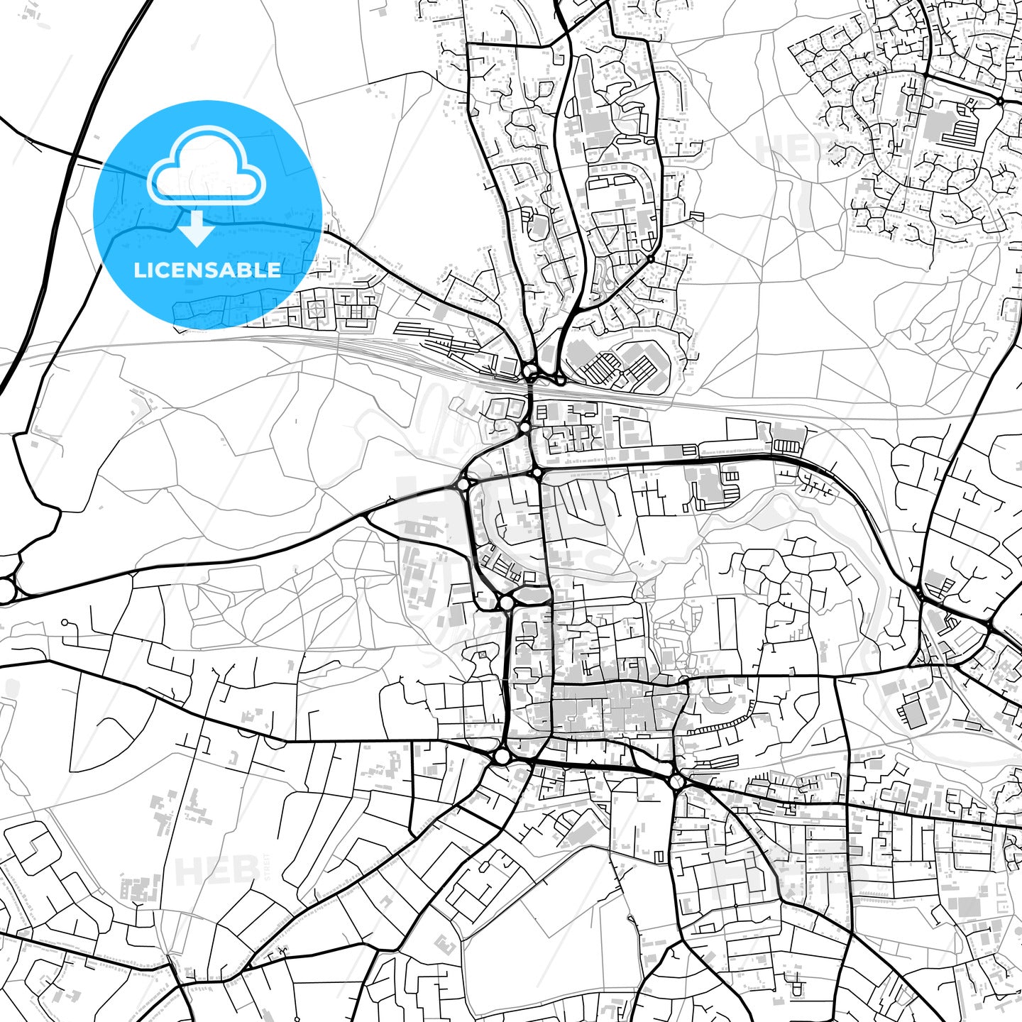 Downtown map of Colchester, light - HEBSTREITS
