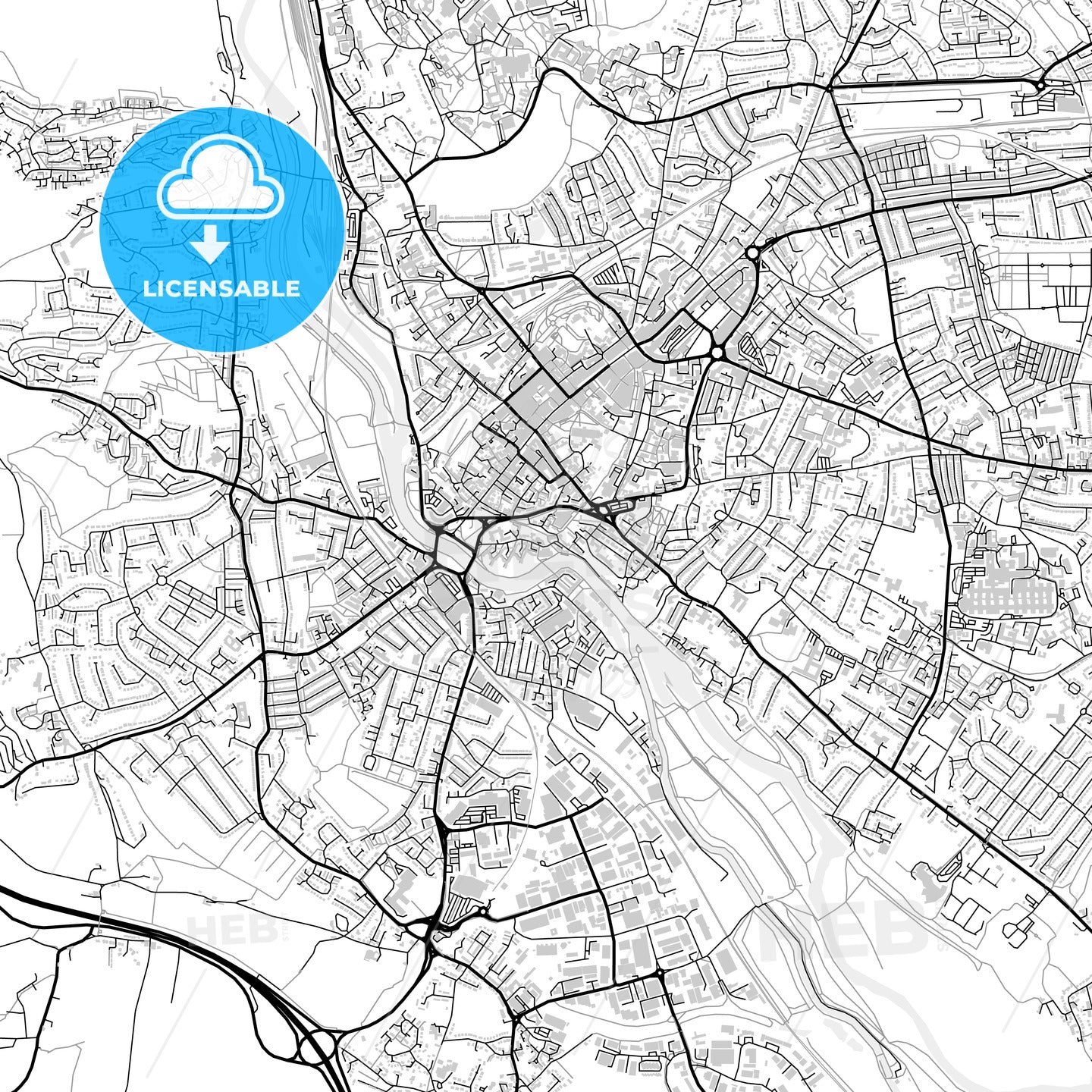 Downtown Map Of Exeter, Light – HEBSTREITS