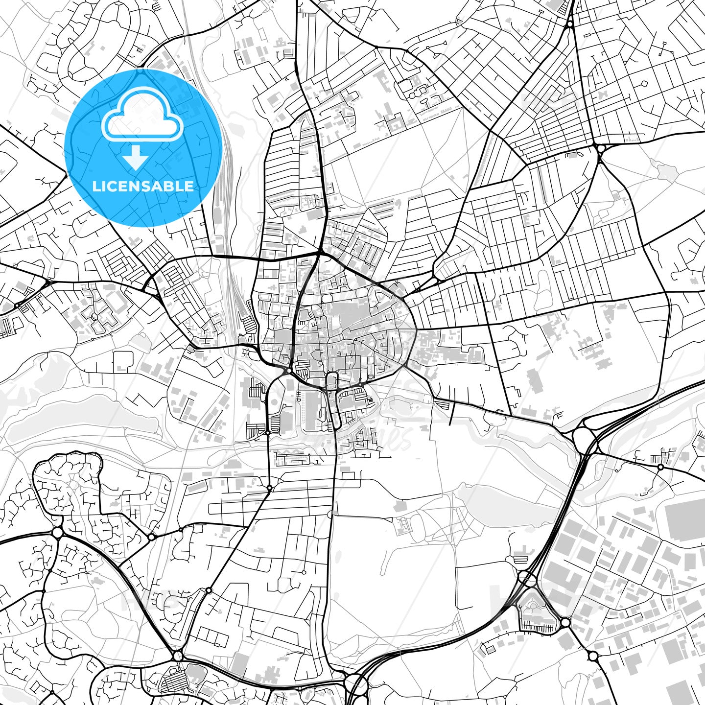 Downtown map of Northampton, light - HEBSTREITS