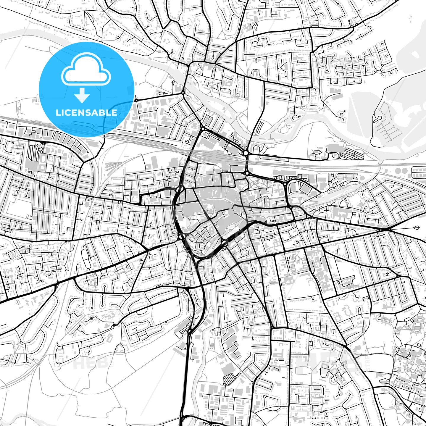 Downtown Map Of Reading, Light – HEBSTREITS