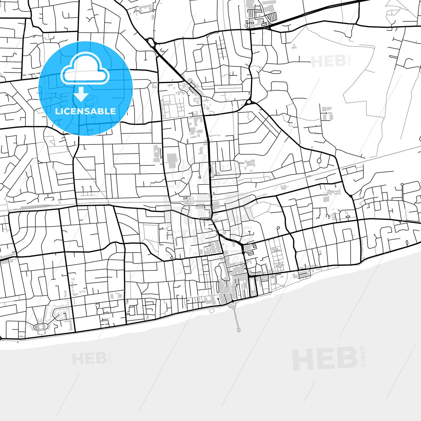 Downtown Map Of Worthing, Light – HEBSTREITS