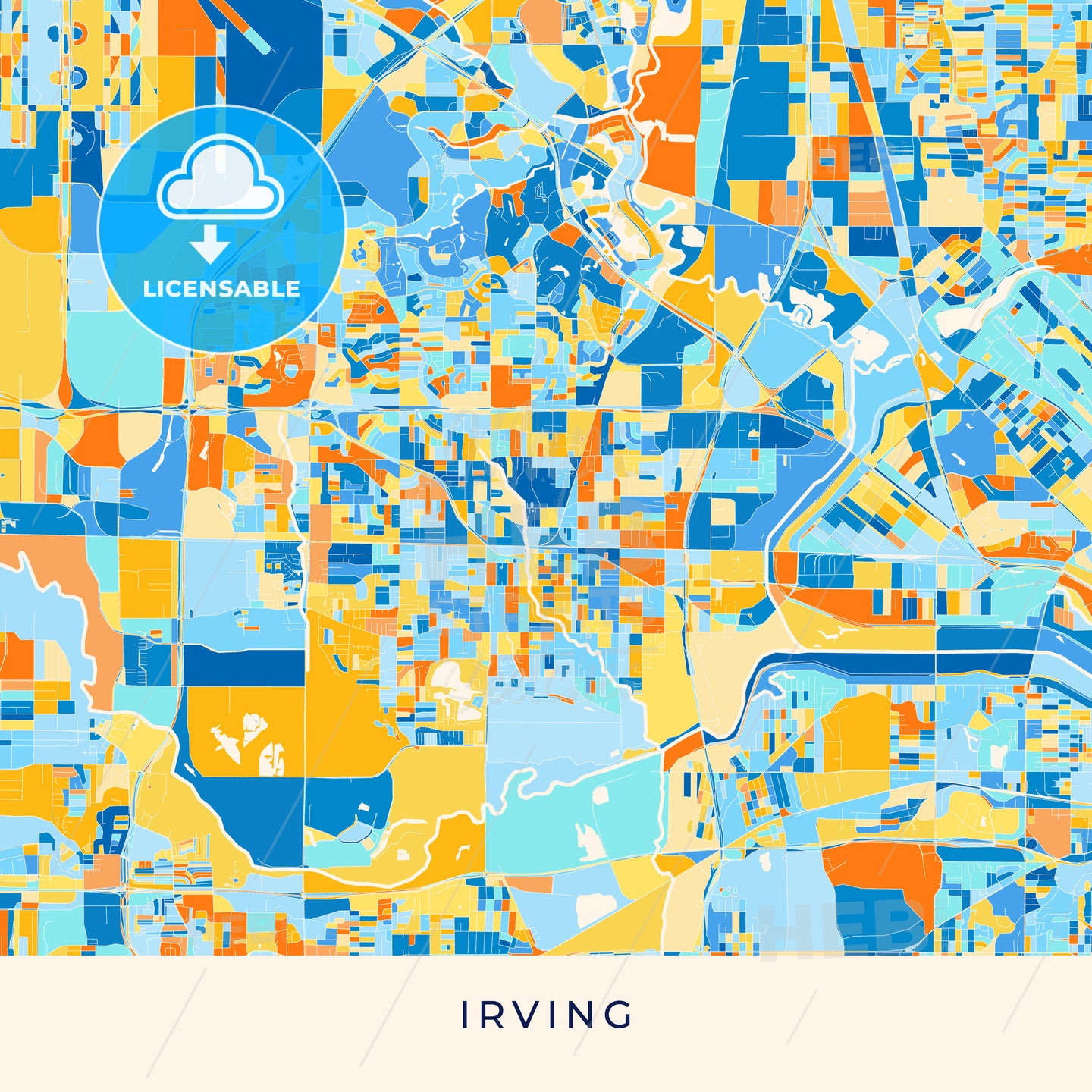Irving Colorful Map Poster Template – HEBSTREITS