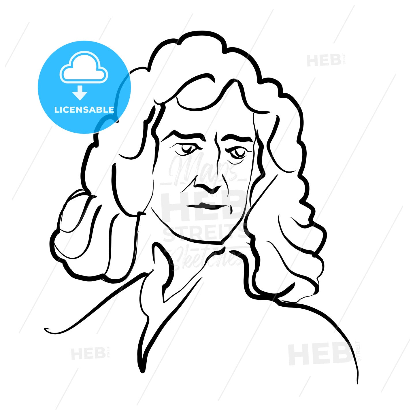 Isaac Newton Modern Vector Drawing – HEBSTREITS