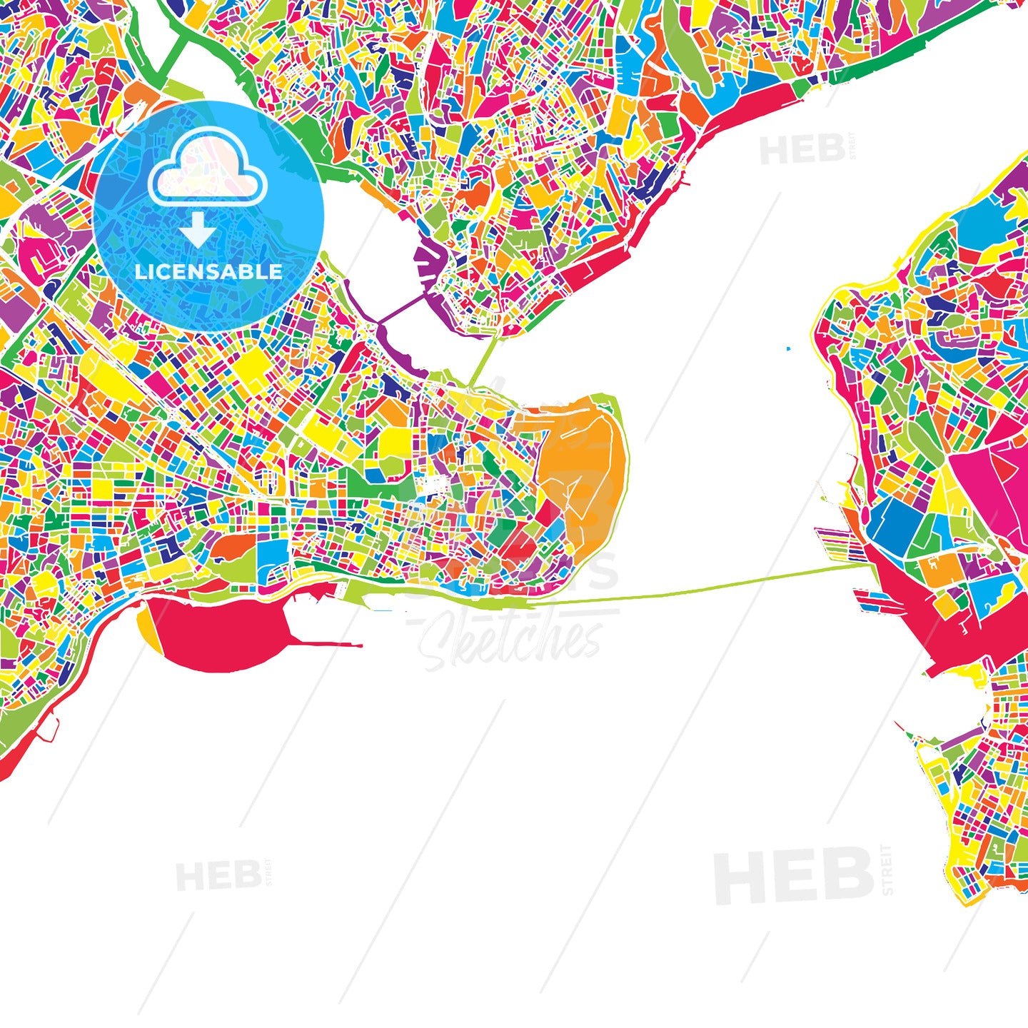 Istanbul, Turkey, Colorful Vector Map – HEBSTREITS
