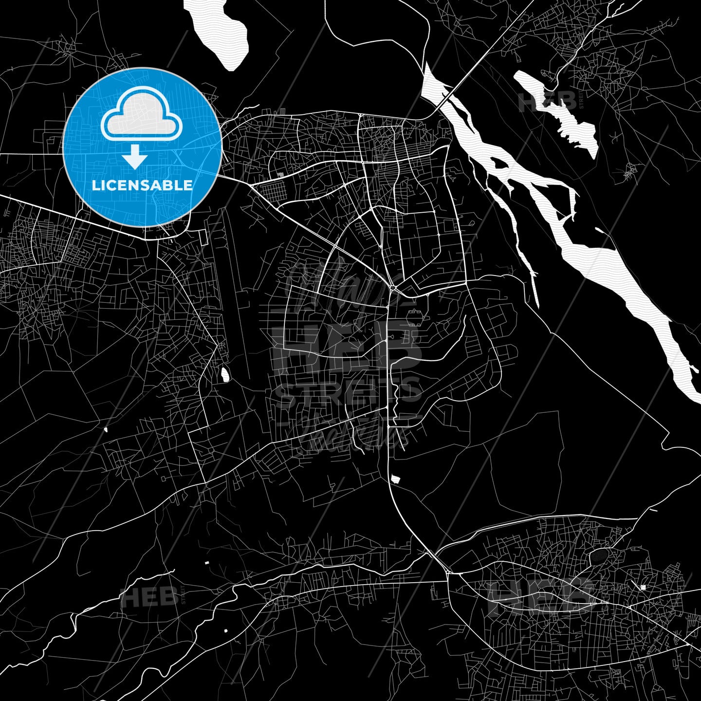 Jimeta, Nigeria Pdf Vector Map Black And White – HEBSTREITS