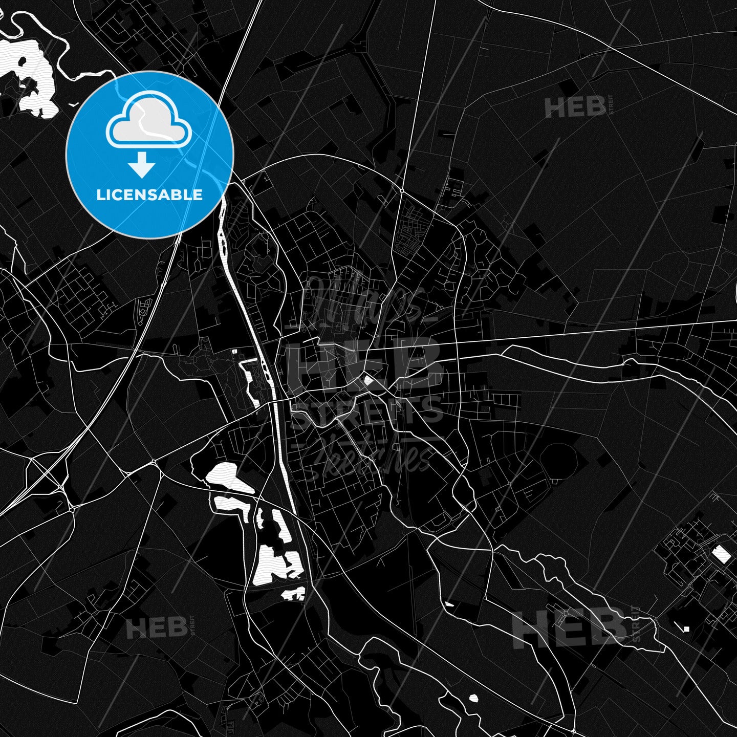 Julich, Germany Pdf Vector Map Black And White – HEBSTREITS