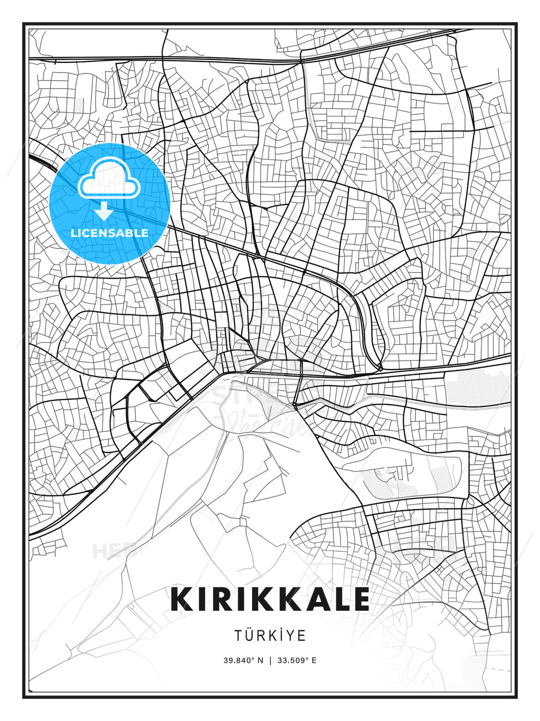 KIRIKKALE / Kırıkkale, Turkey, Modern Map Print Template in Various ...