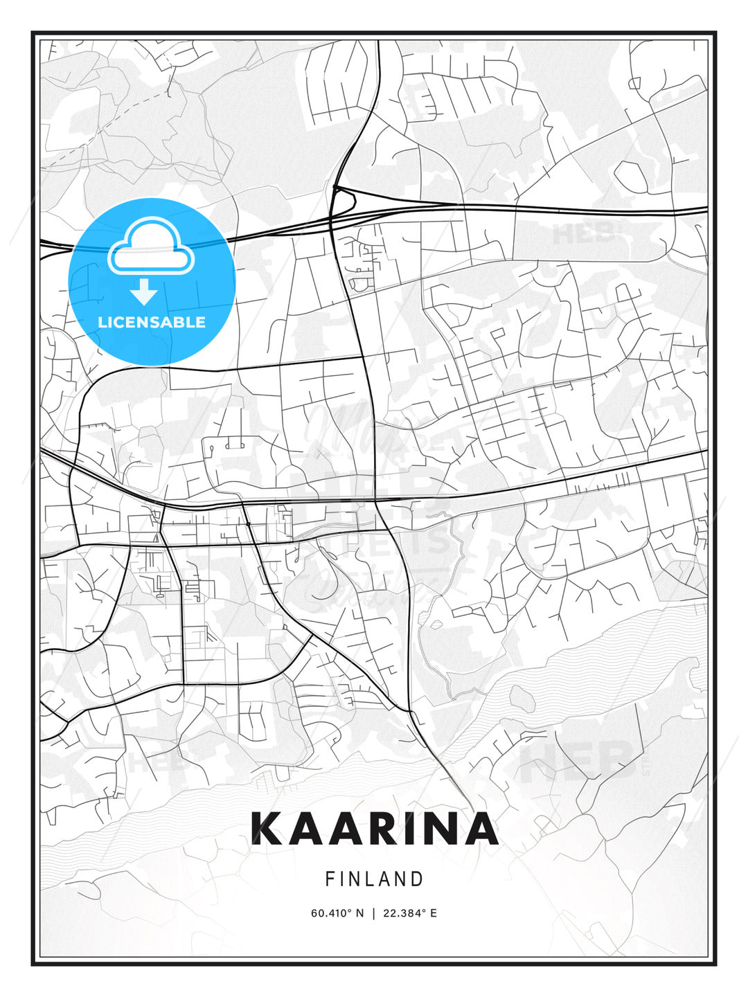 Kaarina, Finland, Modern Map Print Template in Various Formats - HEBSTREITS