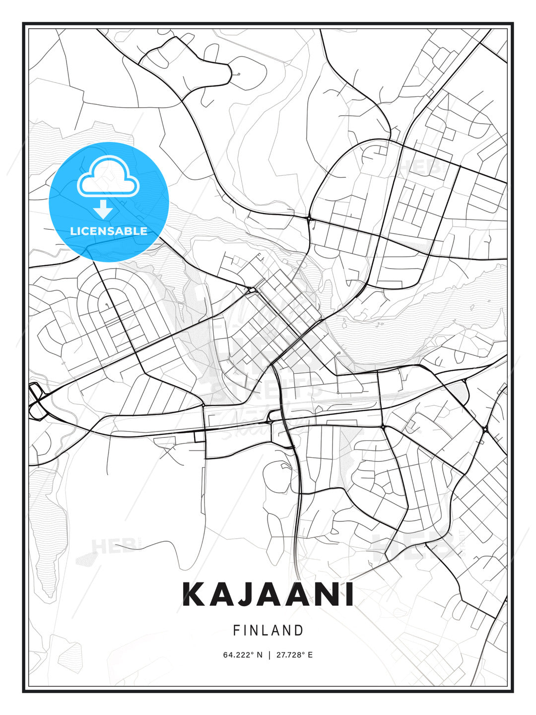 Kajaani, Finland, Modern Map Print Template in Various Formats - HEBSTREITS
