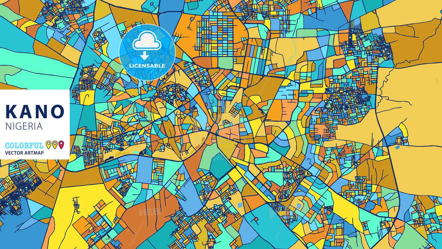 Kano, Nigeria, Colorful Vector Artmap – HEBSTREITS