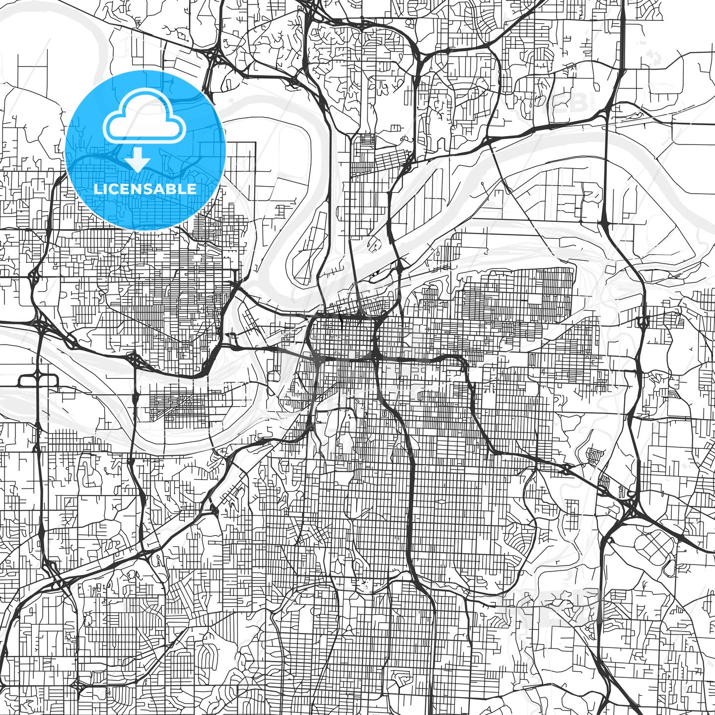 Kansas City, Missouri - Area Map - Light – HEBSTREITS