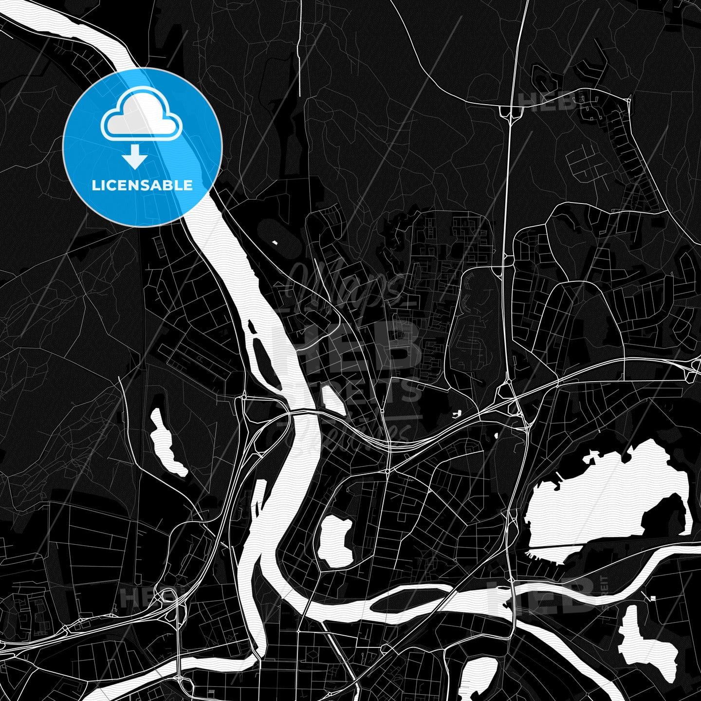 Karlstad, Sweden Pdf Vector Map Black And White – HEBSTREITS