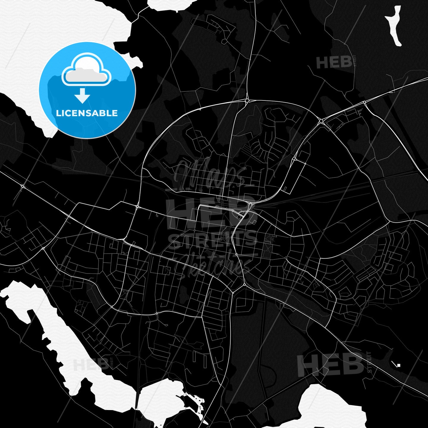 Katrineholm, Sweden Pdf Vector Map Black And White – HEBSTREITS