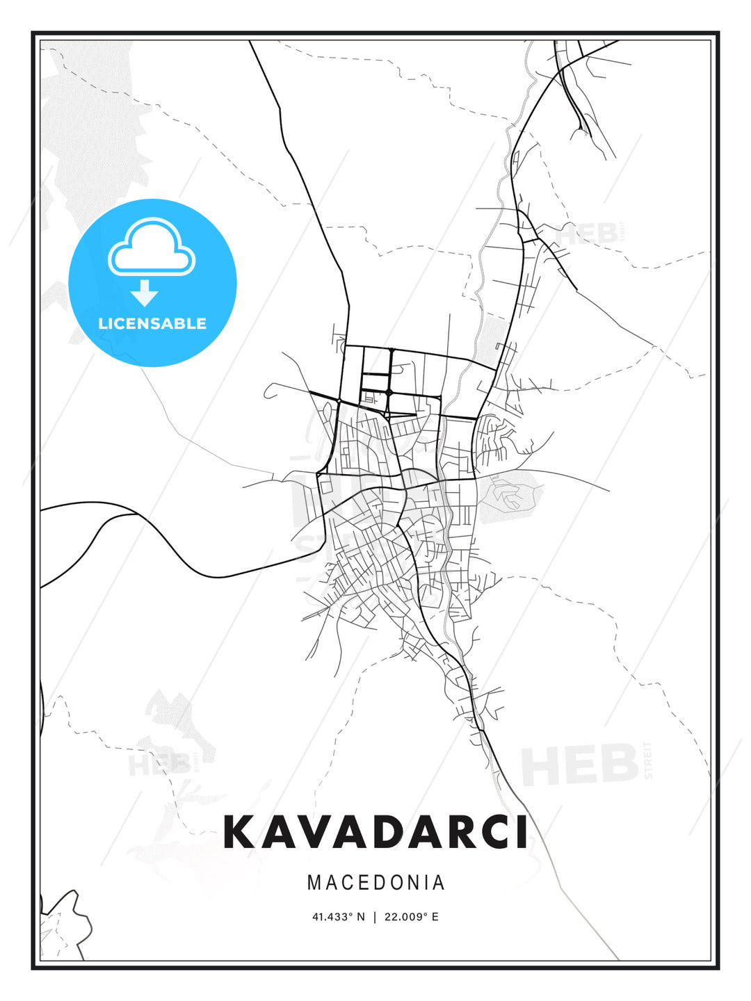 Kavadarci, Macedonia, Modern Map Print Template in Various Formats ...