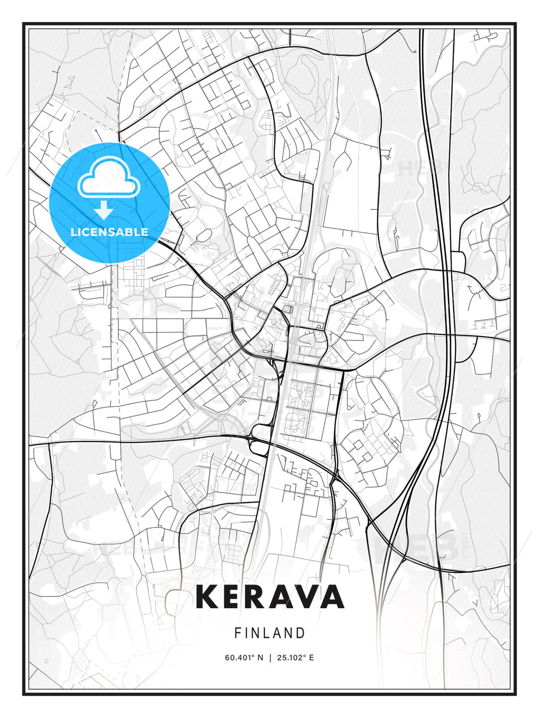 Kerava, Finland, Modern Map Print Template in Various Formats - HEBSTREITS